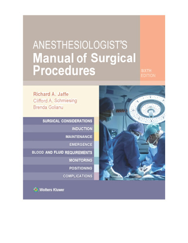 Anesthesiologist's Manual of Surgical Procedures 6th Edition - GeBooks